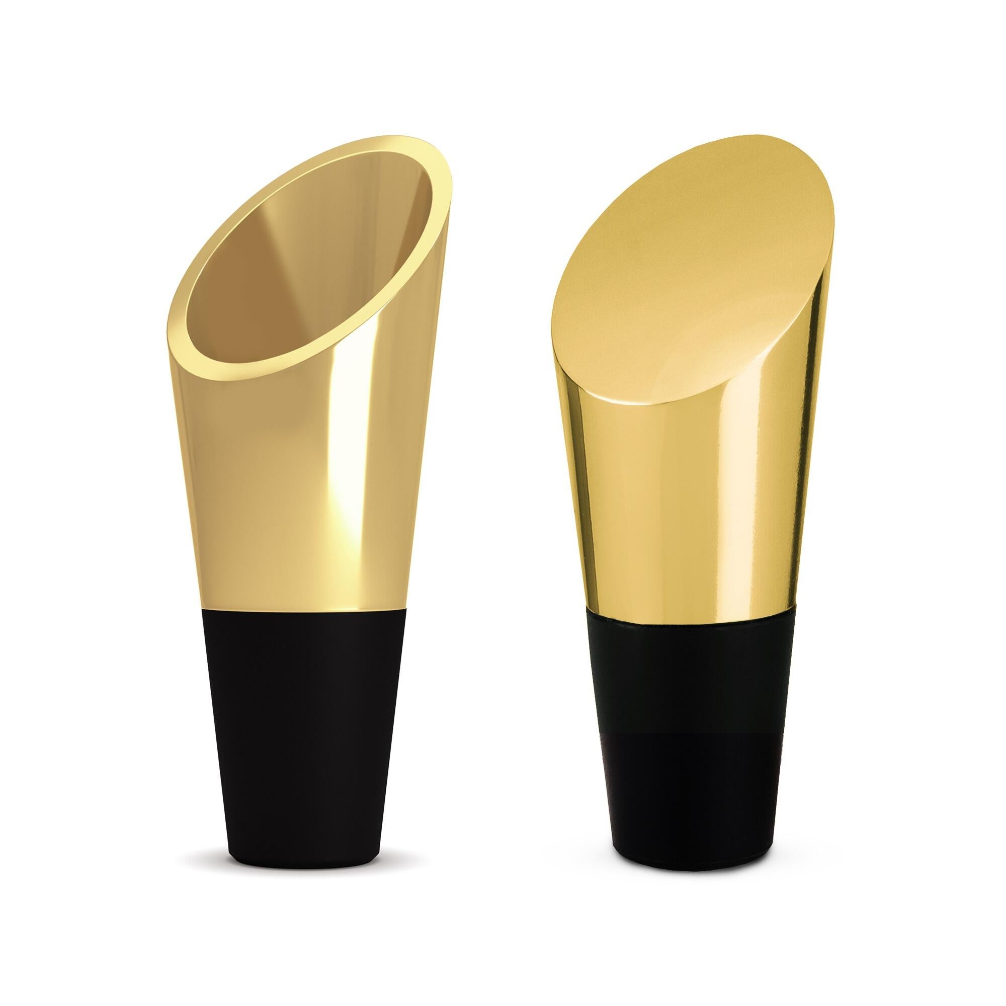 Wine Pourer And Stopper Gold – No 96 Home and Gifts