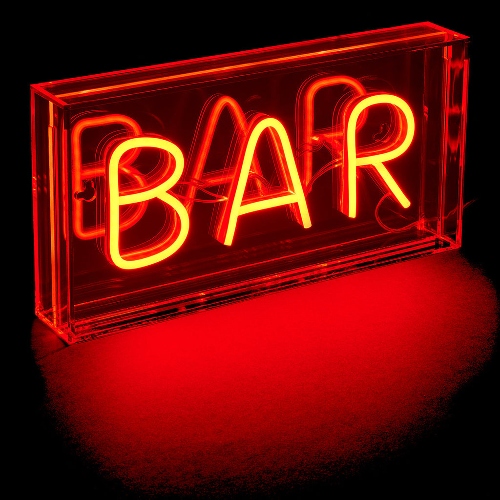 BAR Red LED Neon Acrylic Light Box – No 96 Home and Gifts
