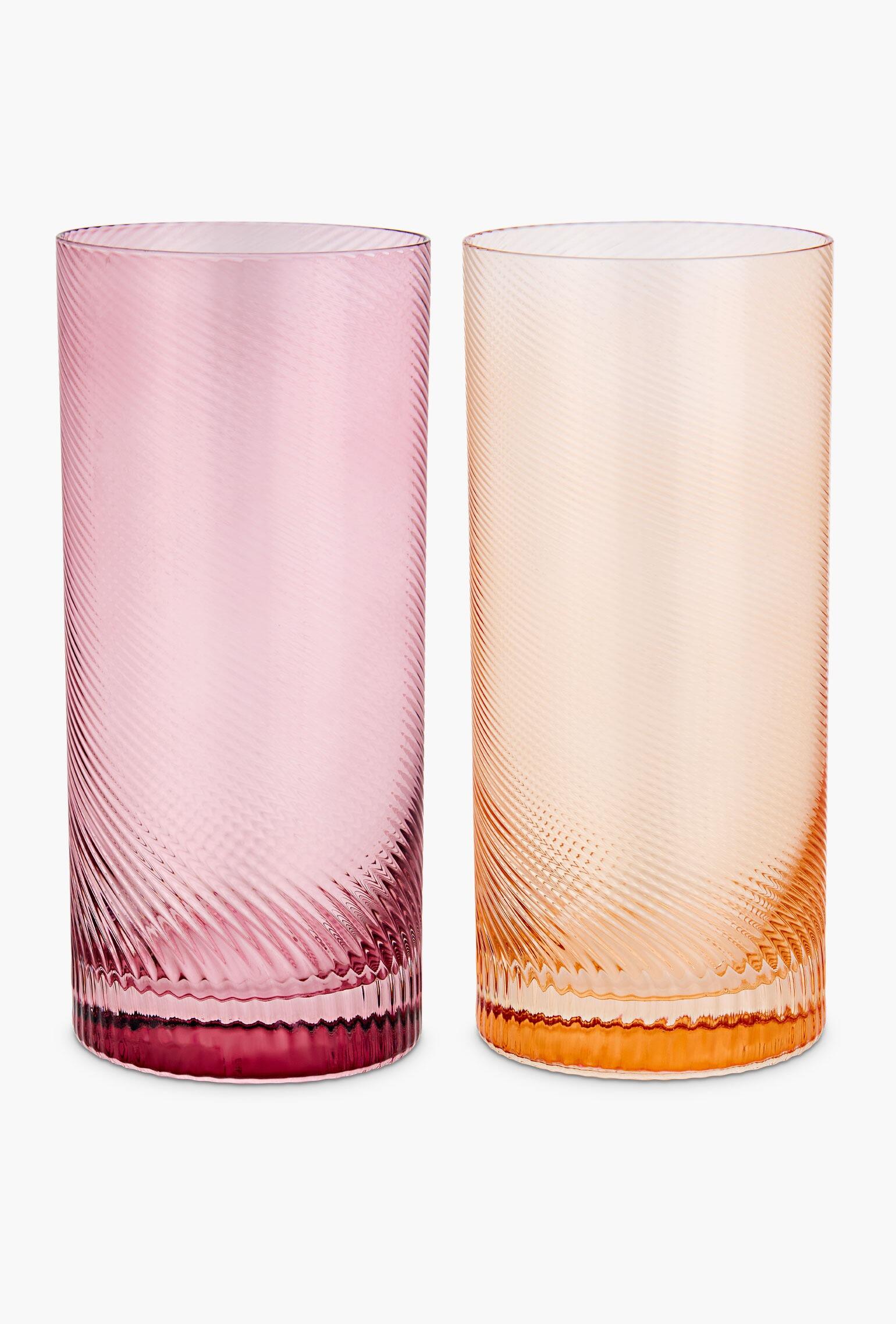 Twist Highball Tumblers – Set of 2 Pink/Peach – No 96 Home and Gifts