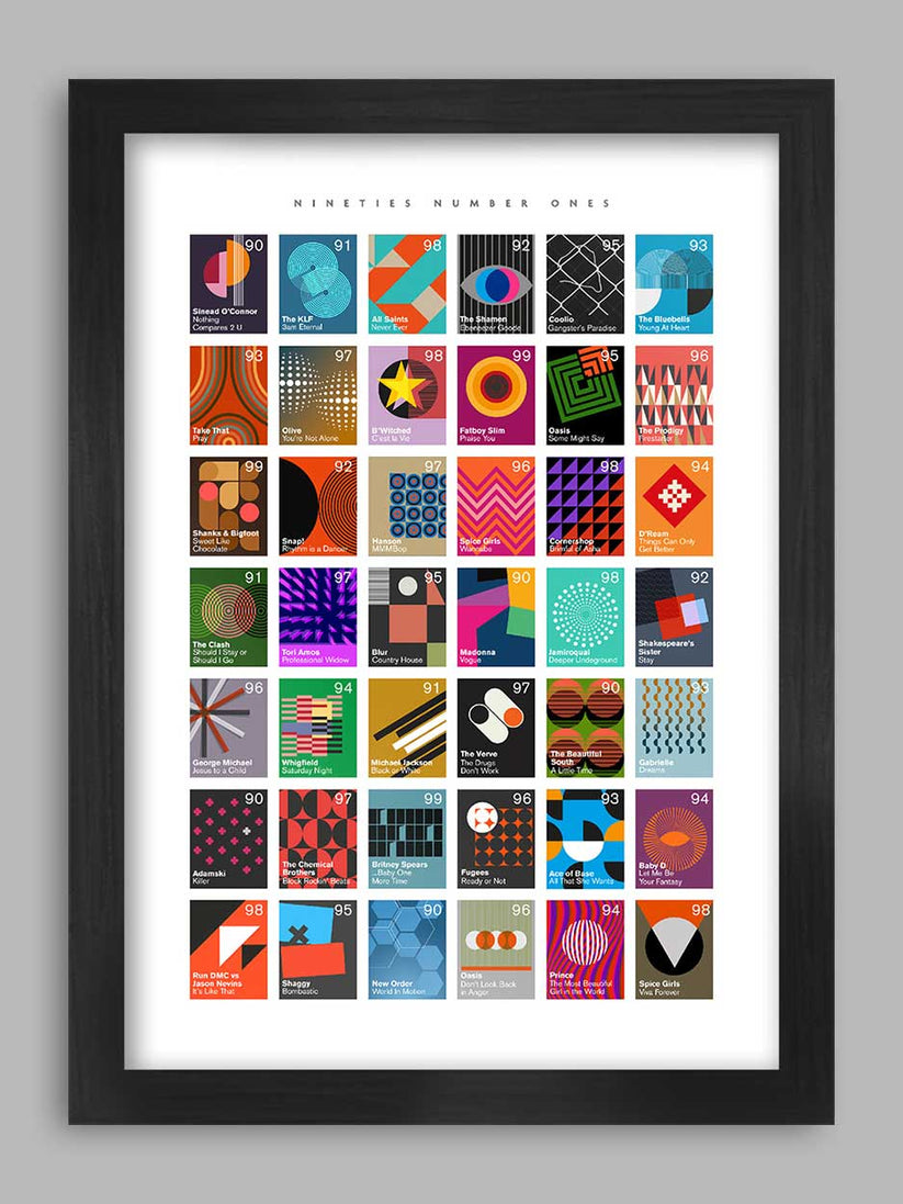 Number One Nineties - Music Poster Print – No 96 Home and Gifts